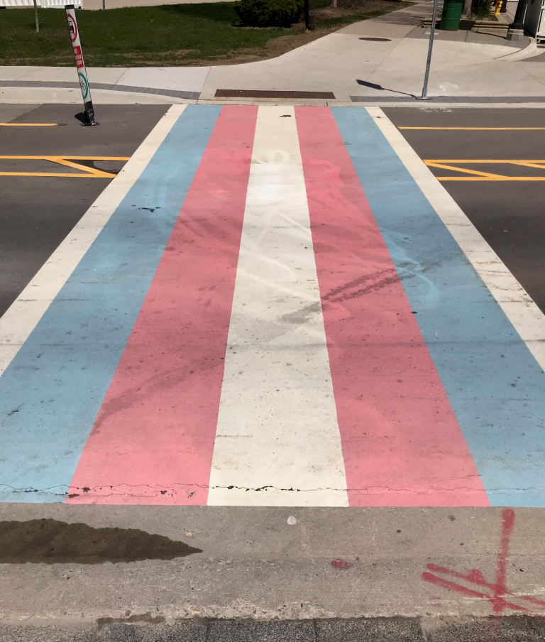 Police investigating vandalism to transgender pride flag crosswalk