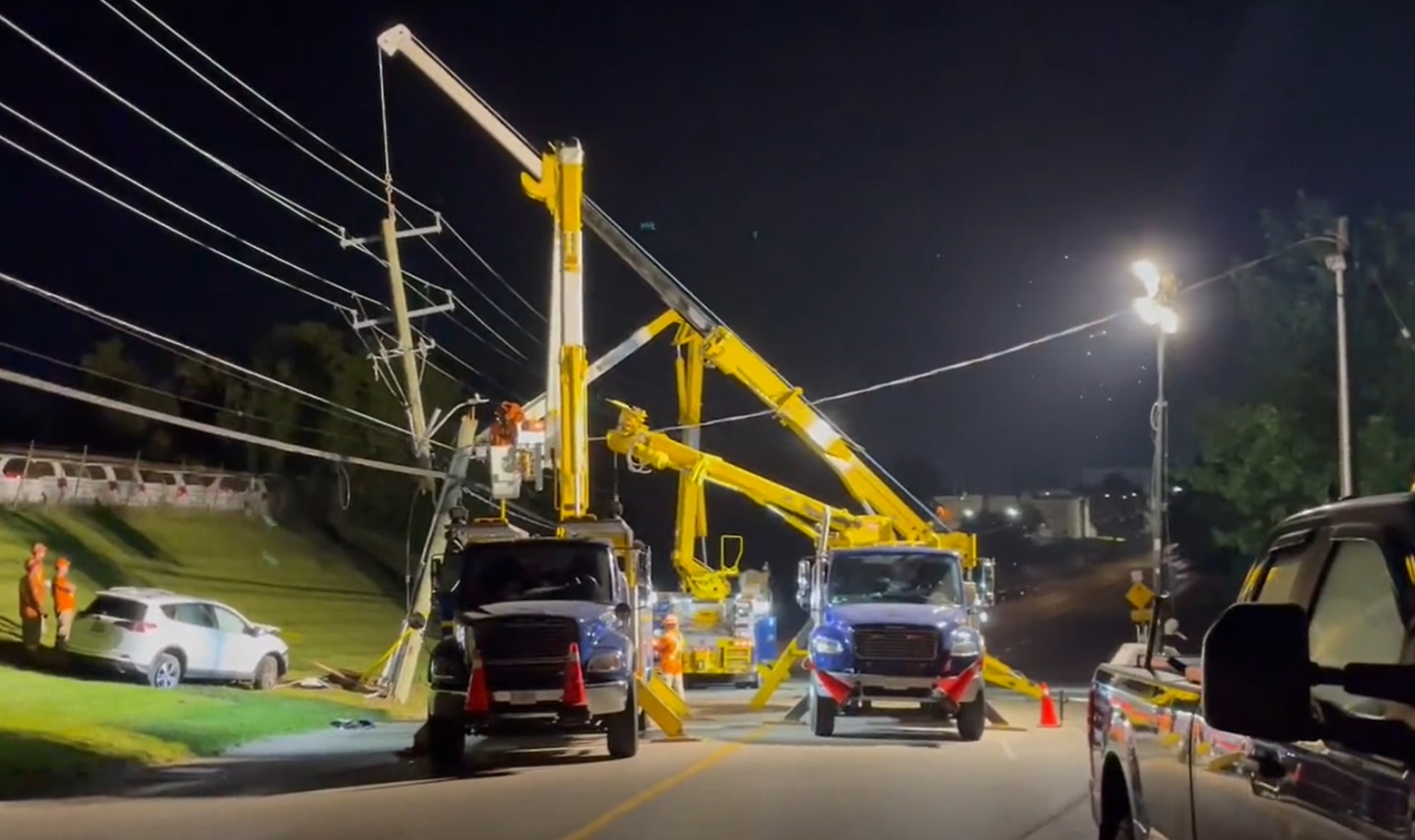 SUV collides with hydro pole along Wabanaki Drive in Kitchener
