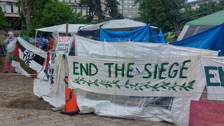 Organizers of Pro-Palestinian protest take down fencing in front of ...