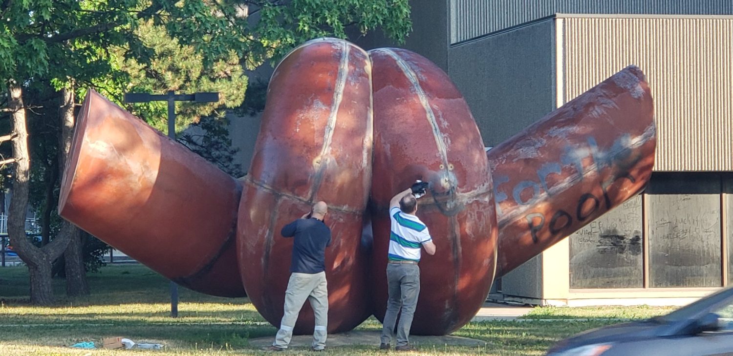 Graffiti cleanup underway at Kitchener sculpture (update)