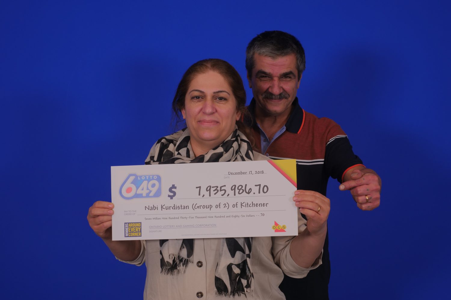 Kitchener couple collects almost $8 million LOTTO 6/49 prize