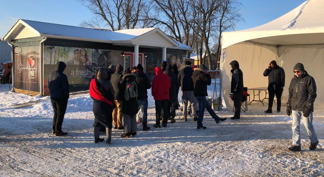 Potential buyers camp out at new Kitchener development for a spot in line